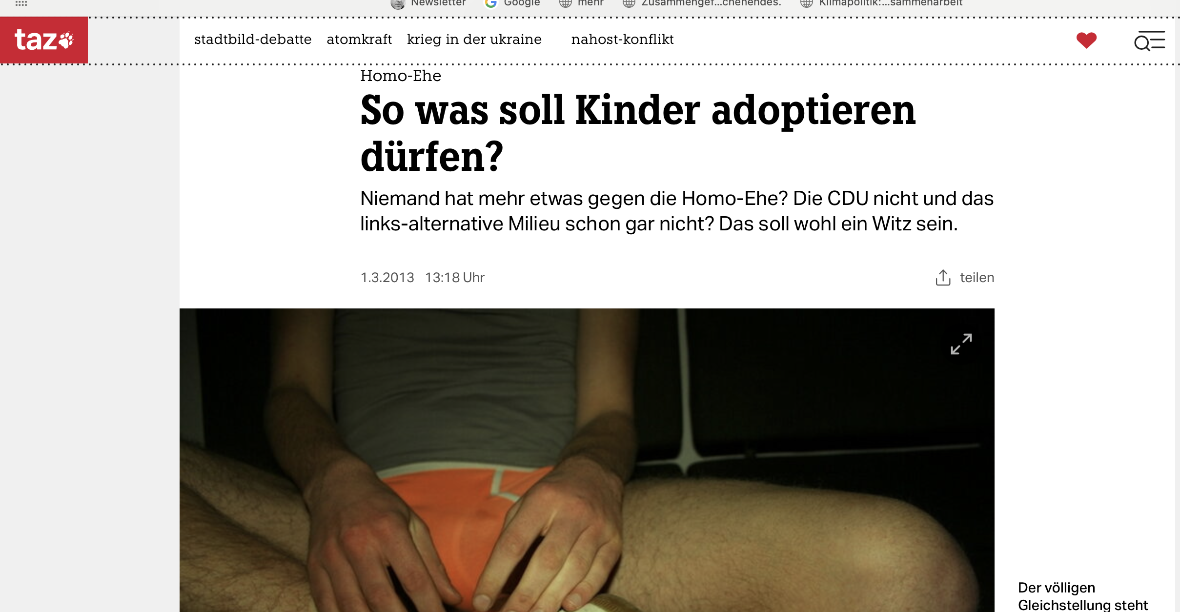 Wallasch 2013 für die „taz“: So was soll Kinder adoptieren dürfen?